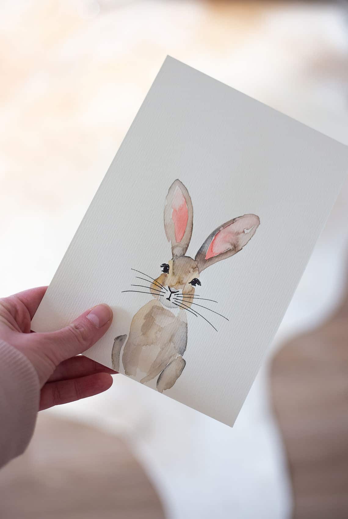 Osterkarte als Printable – Aquarell-Osterhase als Printable
